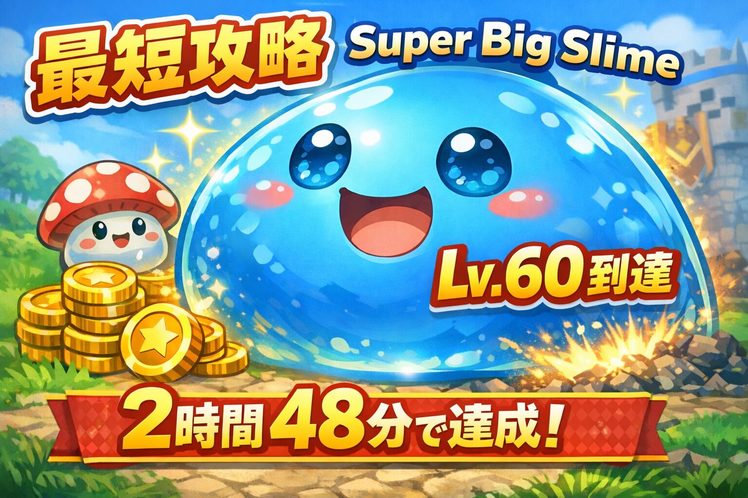 2時間48分：Super Big Slime（Lv.60）最短攻略│ポイ活 | ポイ活モンスター（ぽいもん）